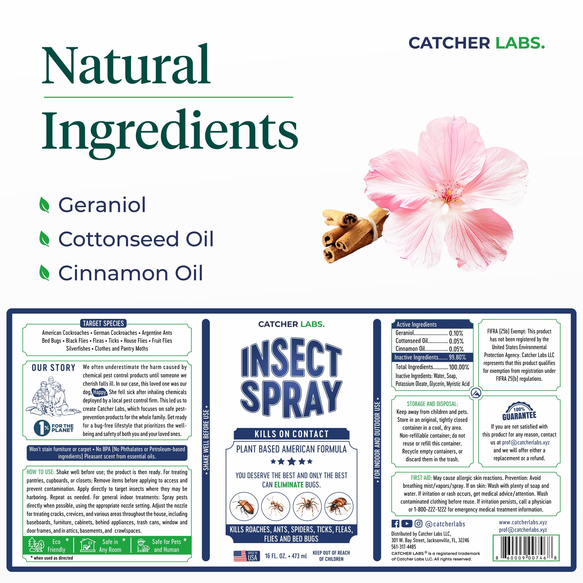 Natural Insect Spray for Indoor and Outdoor | 16 Fl. Oz – Catcher Labs